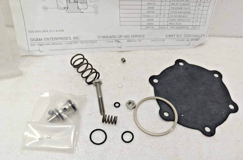 Sigma Valves 20HM24-RK Complete Repair Kit For Hydraulic Interface ...