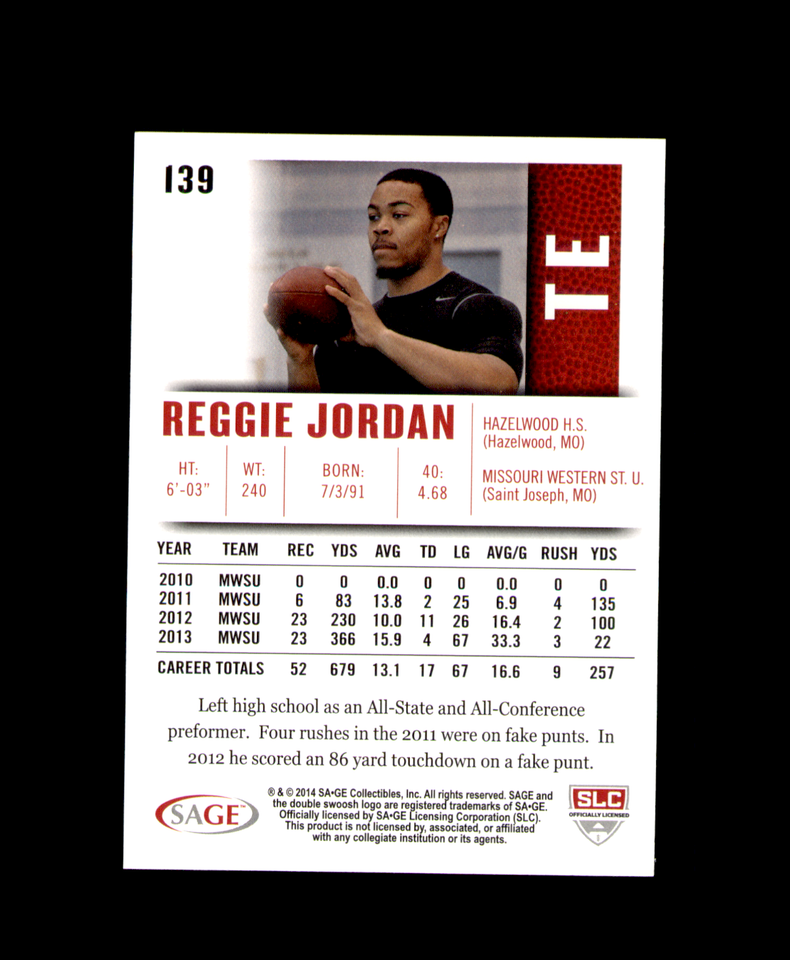 2014 SAGE HIT #139 Reggie Jordan RC Jacksonville Jaguars | eBay