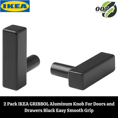 2 Pack IKEA GRIBBOL Aluminum Knob For Doors and Drawers Black Easy ...