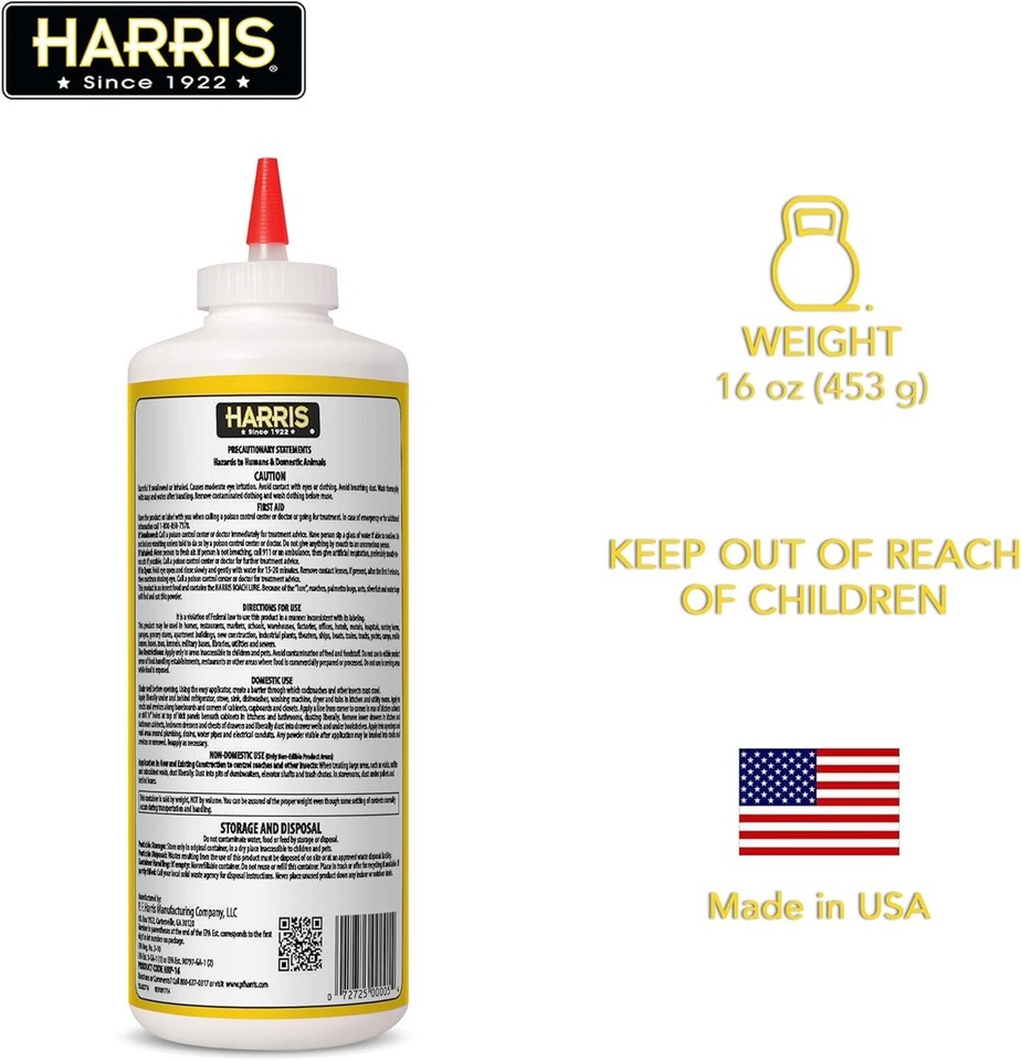 HARRIS Boric Acid Roach and Silverfish Killer Powder w/Lure for Insects ...