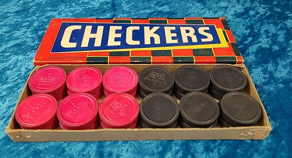 Vtg. 50's? Era Hal-Sam Checker Set w/ Box - 24 pcs | eBay