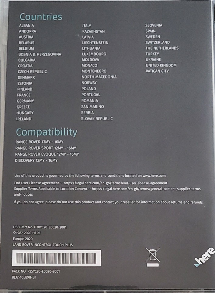 New! Land Rover USB 2020 Europe Maps Gen 2.1 InControl Touch Plus SAT ...