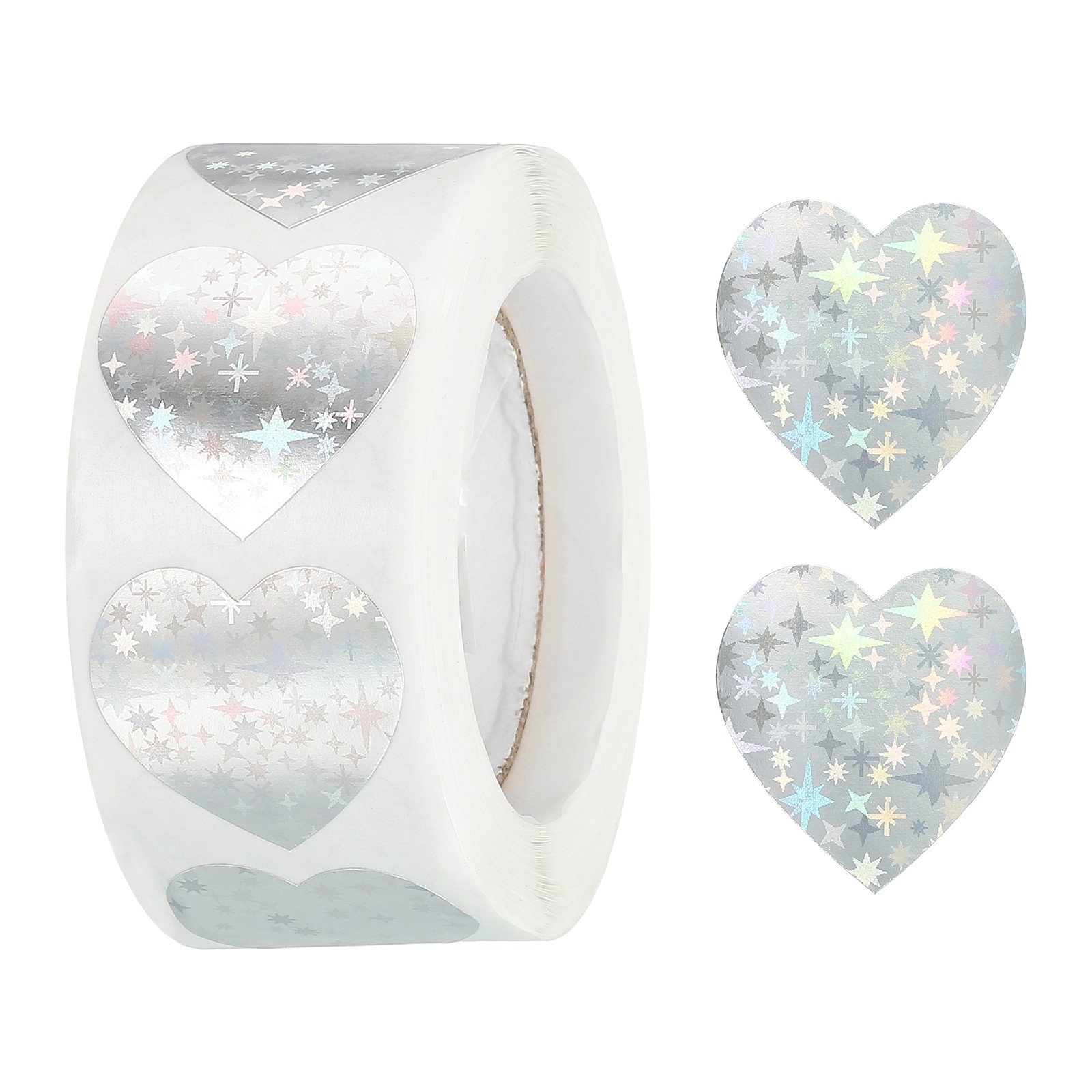 Heart Shaped Sticker 1" Self-Adhesive Love Label Star Silver 500 Pcs | eBay