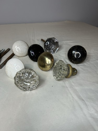 Antique Door Knob Lot , Porcelain , Glass & Brass 8 Knobs And Bars | eBay