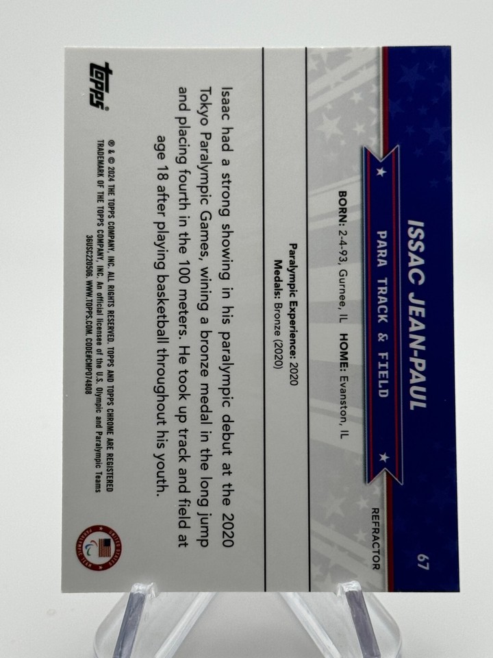 2024 Topps Chrome Olympics ISSAC JEAN-PAUL Refractor #67 Para Track and ...