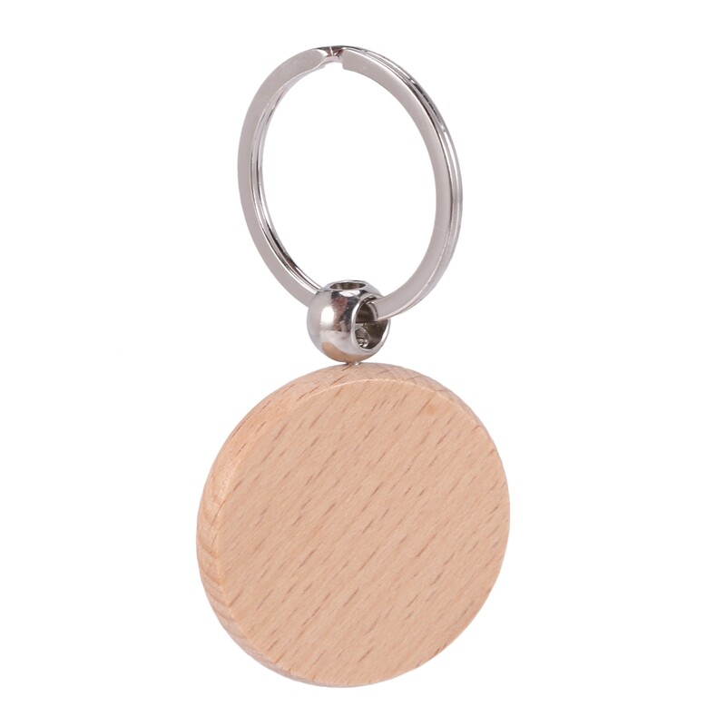 60Pcs Blank Round Wooden Key Chain Diy Wood Keychains Key Tags Can ...