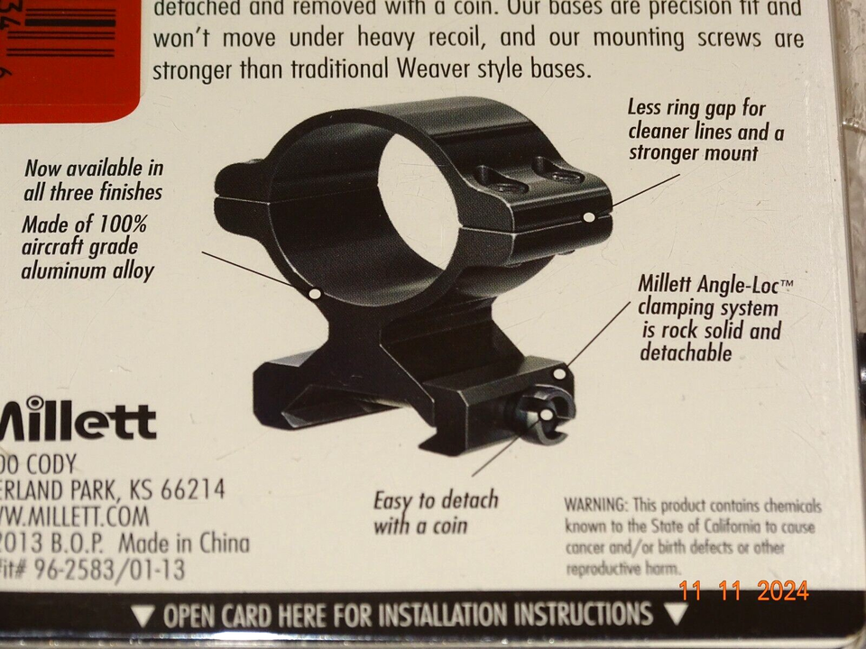 Millett Tactical Aluminum Rings 30mm High Matte # DT00706 - New | eBay