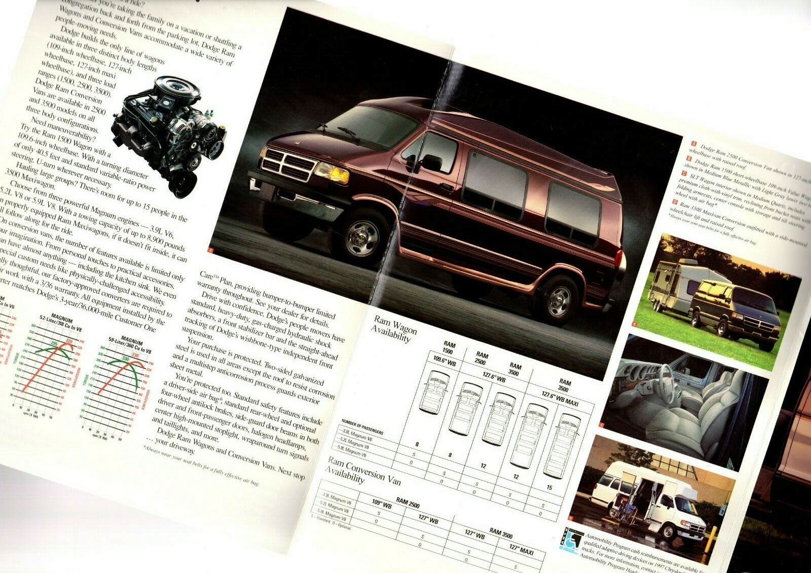 1997 Dodge RAM PASSENGER Van TRUCK Brochure with Color Chart: 1500,2500 ...