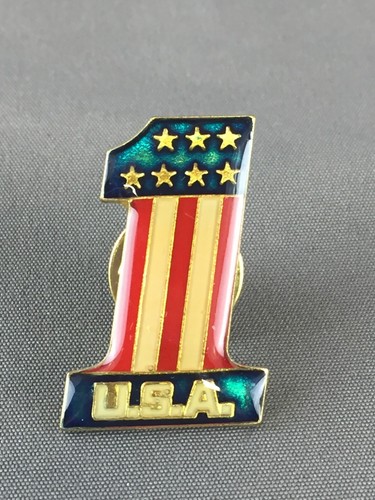 Vintage U.S.A. #1 Shaped Red White & Blue Patriotic 7 Star Enamel Lapel ...