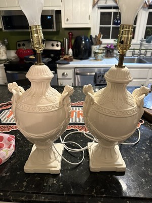 Royal Creamware Luminaries Hannah Lamps Pair | eBay