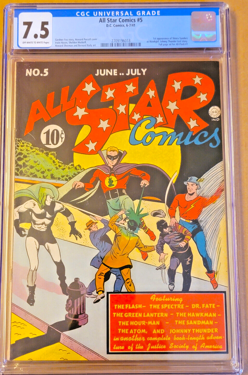 ALL STAR COMICS #5 (DC:1941) 1st Shiera Sanders as HAWKGIRL CGC 7.5 (VF ...