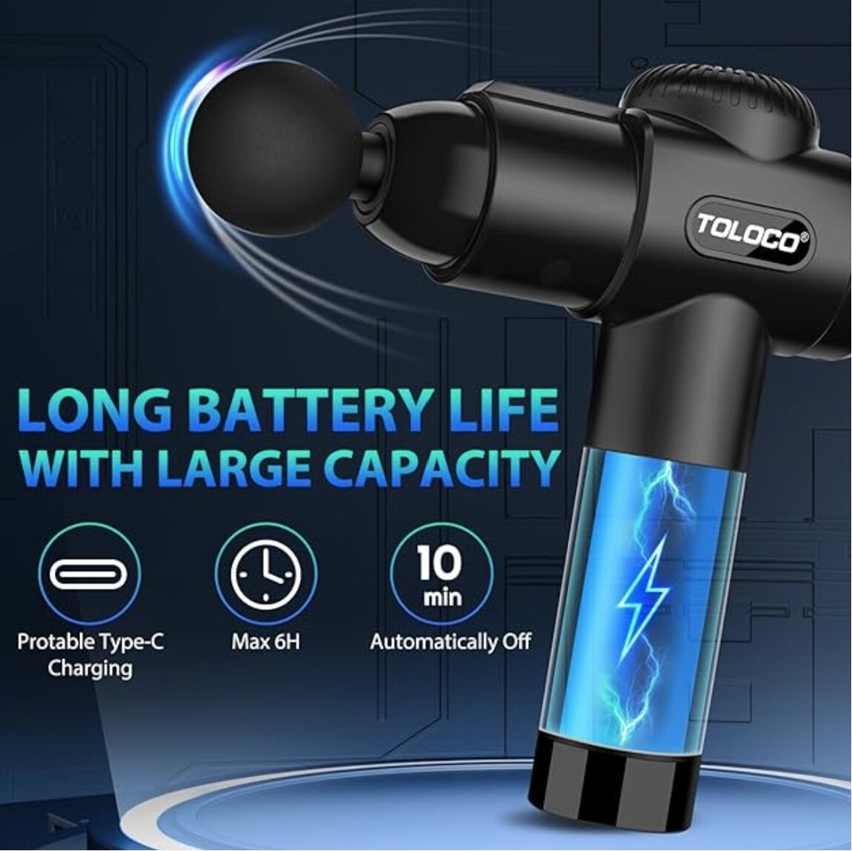 TOLOCO Massage Gun Deep Tissue, Back Massage Machine (Low Price Alert ...