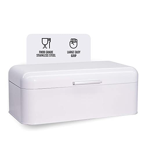 Large Glossy White Bread Box For Kitchen Countertop Bread Storage ...