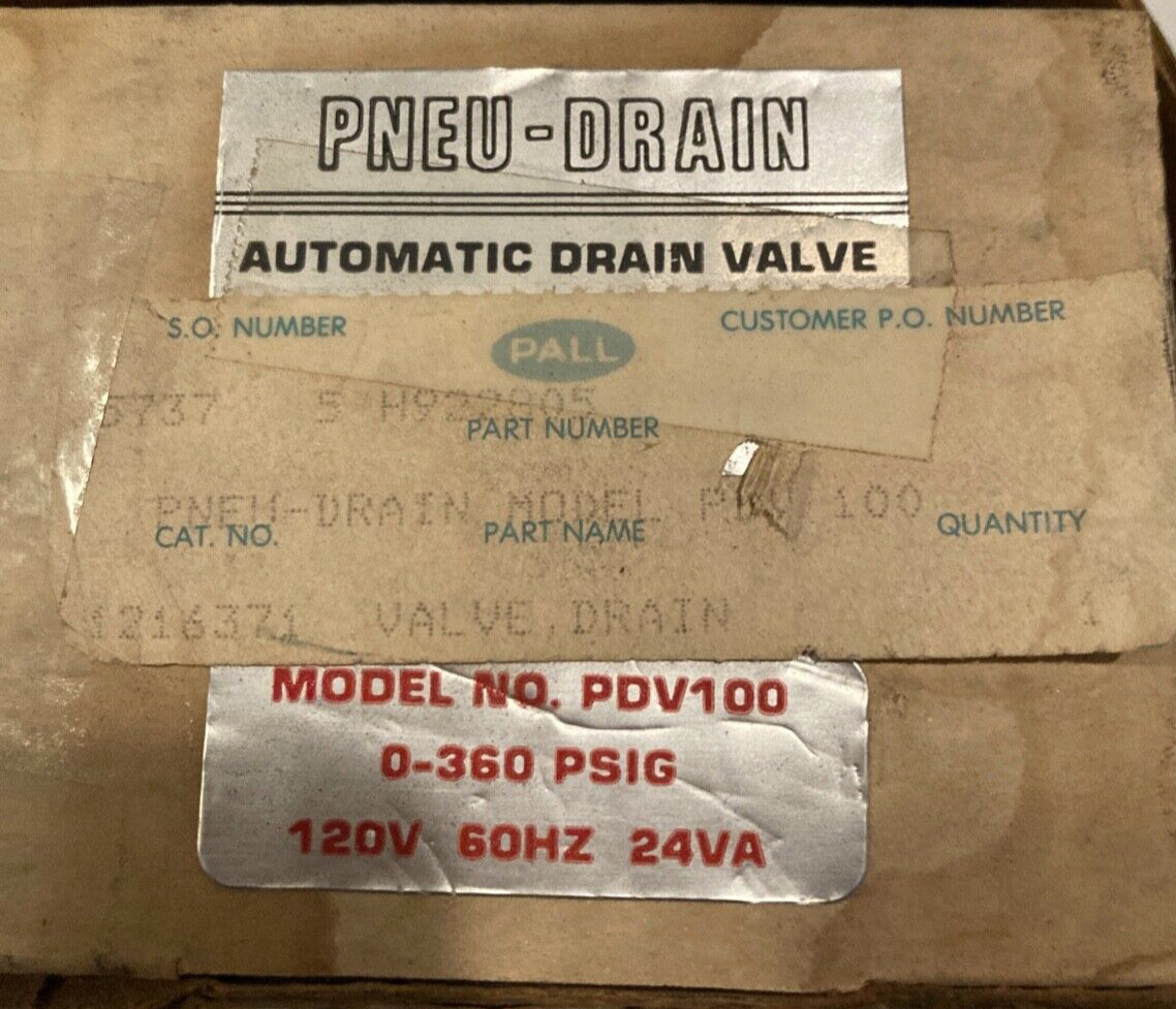 PALL PNEUMATIC PRODUCTS 1216371 PNEUDRAIN PVD100 AUTOMATIC DRAIN VALVE ...