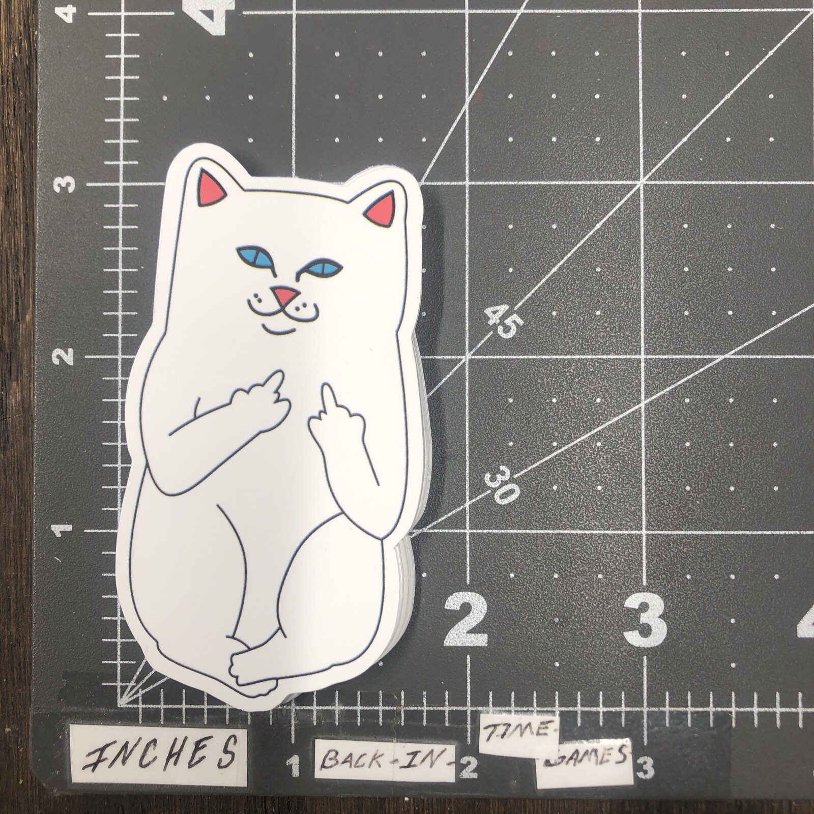 Bad Cat Giving Middle Fingers Humor Skateboard Laptop Guitar Decal ...