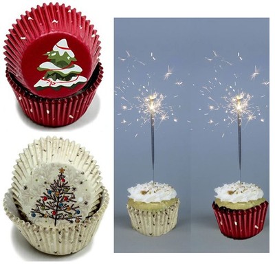 100X Holiday Cupcake Liners Christmas Tree Cake Muffin Baking Cups ...