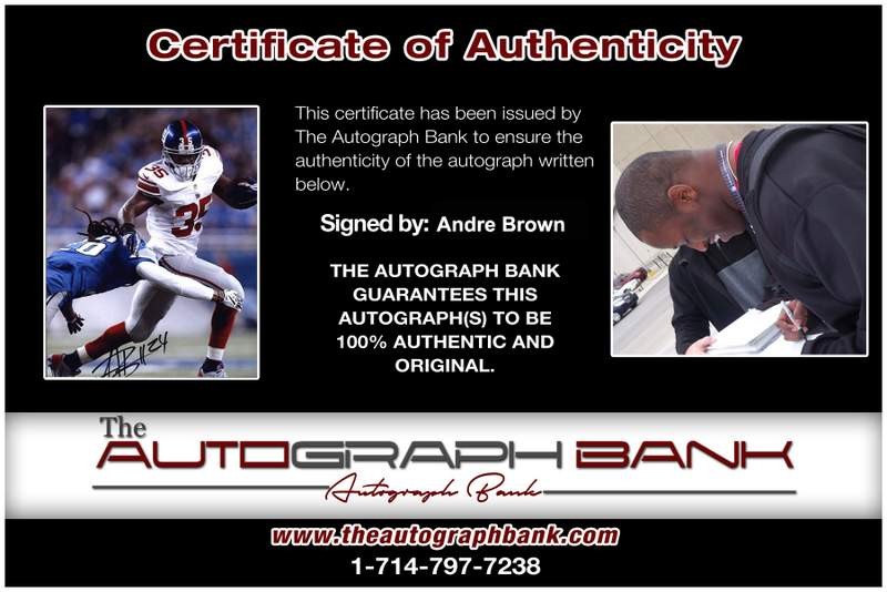 Andre Brown signed NFL football 8x10 photo W/Cert Autographed 04 | eBay