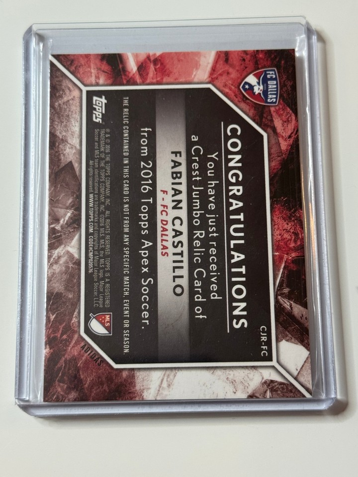 2016 Topps Apex MLS Jumbo Relic Adidas Logo Fabian Castillo 1/1 | eBay