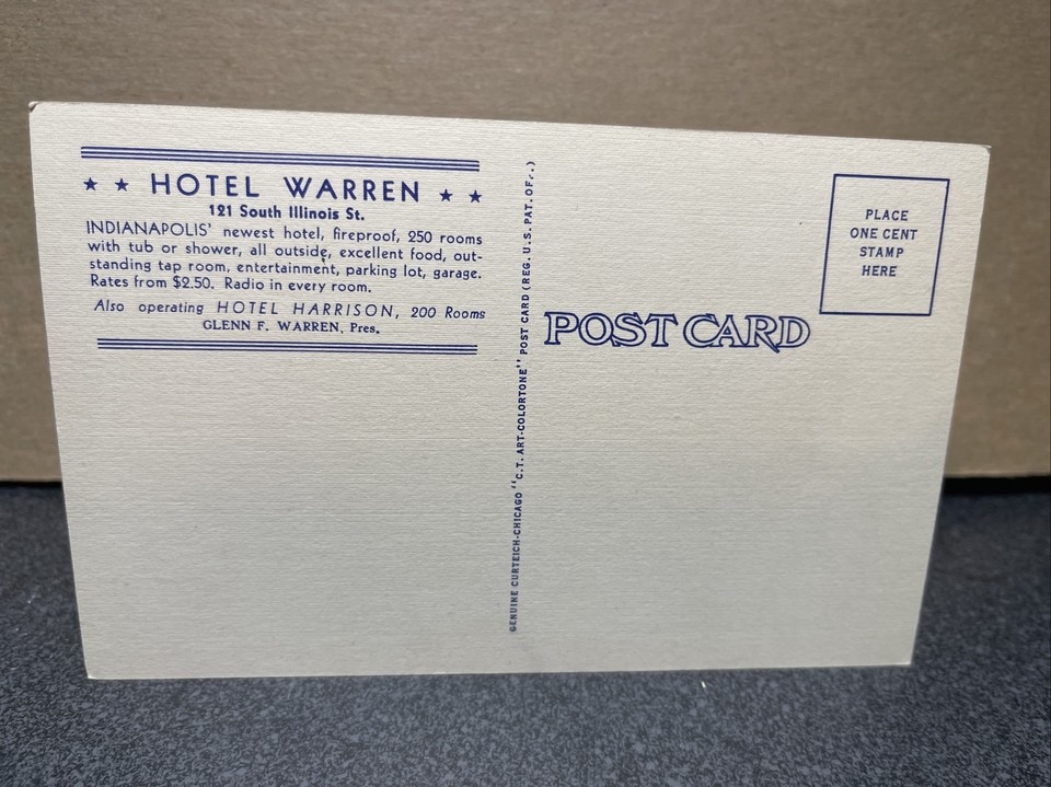 Hotel Warren Indianapolis Indiana Postcard | eBay