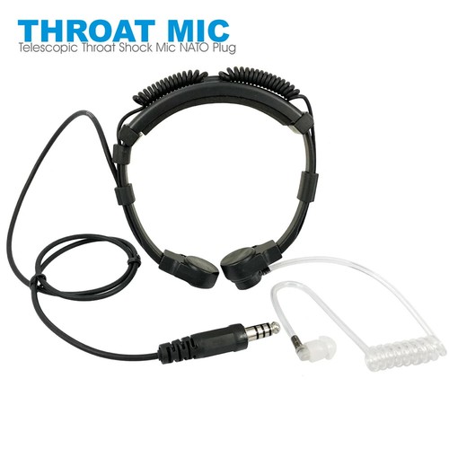 Tactical Throat Vibration Mic Headphone Headset Microphone NATO Plug ...