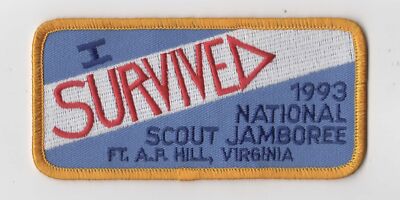 1993 National Jamboree Fort A.P. Hill BSA I Survived Patch YLW Bdr. [JM617] | eBay