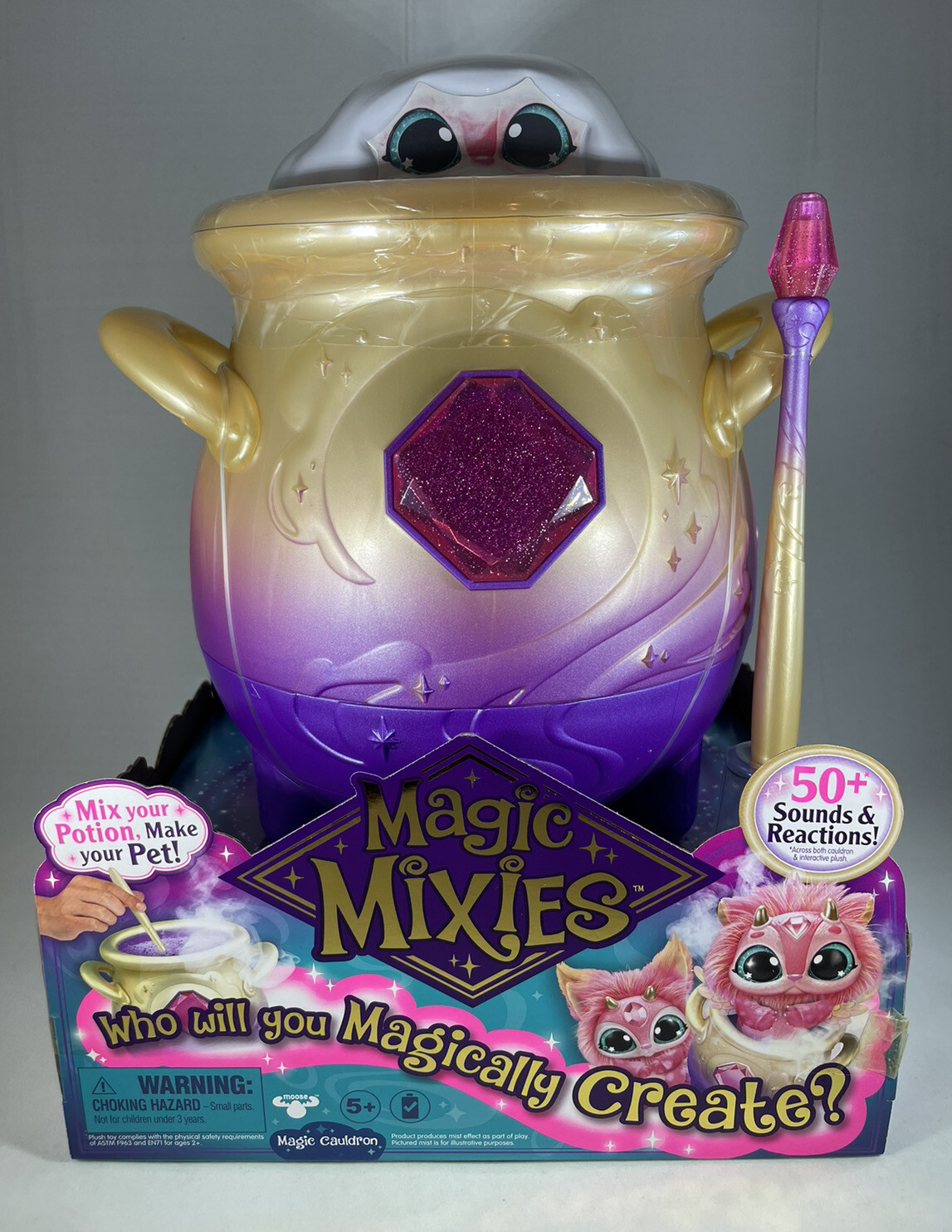 Magic Mixies Magical Misting Cauldron w/ Interactive 8" Pink Plush Toy ...