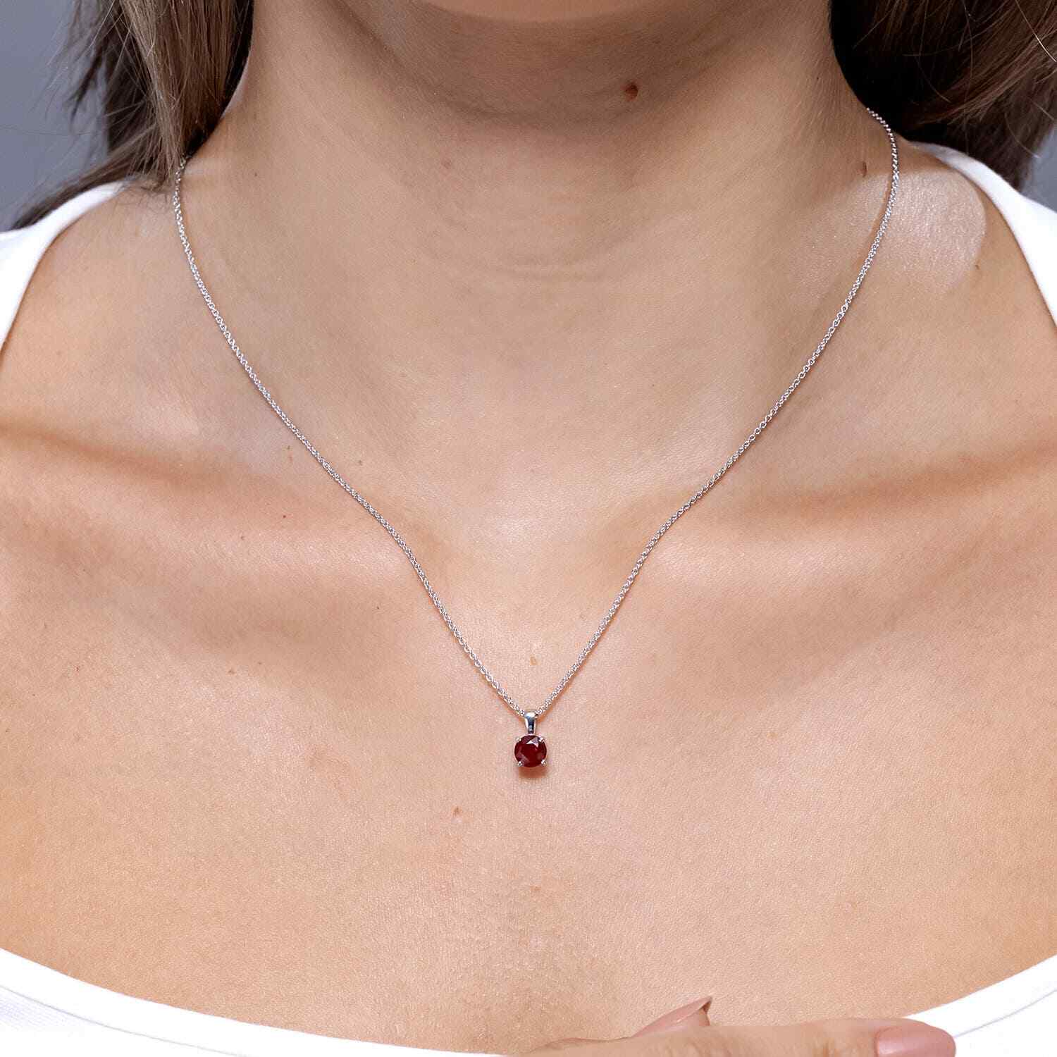 Classic Round Ruby Solitaire Pendant in 14K White Gold (Grade- A, Size- 5MM) | eBay