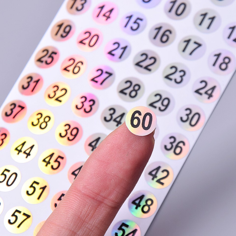 Round Number Sticker 1-300 Laser Label Waterproof Adhesive Paper Marks ...