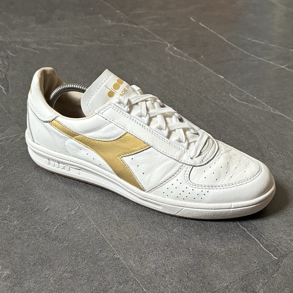 Diadora Borg Elite UK8 / US8.5 Made In Italy Tennis OG CW B White Gold ...