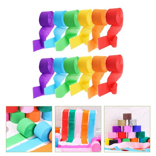 12 Pcs Crepe Paper Streamers Paper Streamer Birthday Wedding Party ...