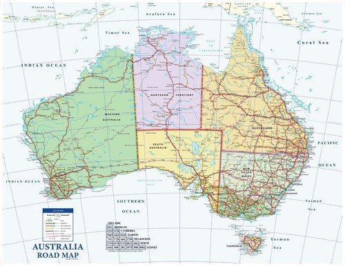 Updated Laminated Australia Road map with details large (66 x 51 cm ...