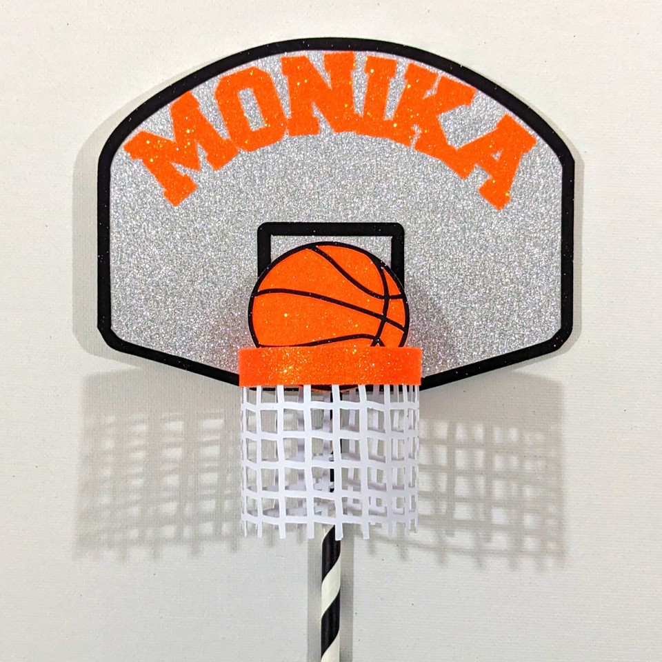 Basketball Themed 🏀 Cake Topper 3D Net & Ball Personalised Free ...