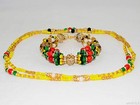 ILDE SANTERIA ORISHA BRACELET & COLLAR IDDE MAZO OSHUN IBU AKUARO GLASS ...