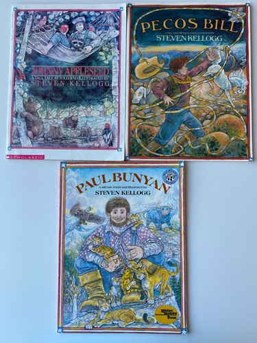 STEVEN KELLOGG PB LOT 3~Tall Tales~SIGNED~Paul Bunyan~Pecos Bill~Johnny ...