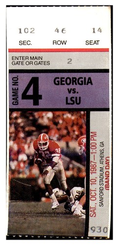 1987 Georgia Bulldogs v LSU Tigers Football Ticket 10/10 | eBay