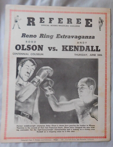 1965 Referee Magazine Boxing Program Alex Benitez Ricardo Moreno Bobo ...