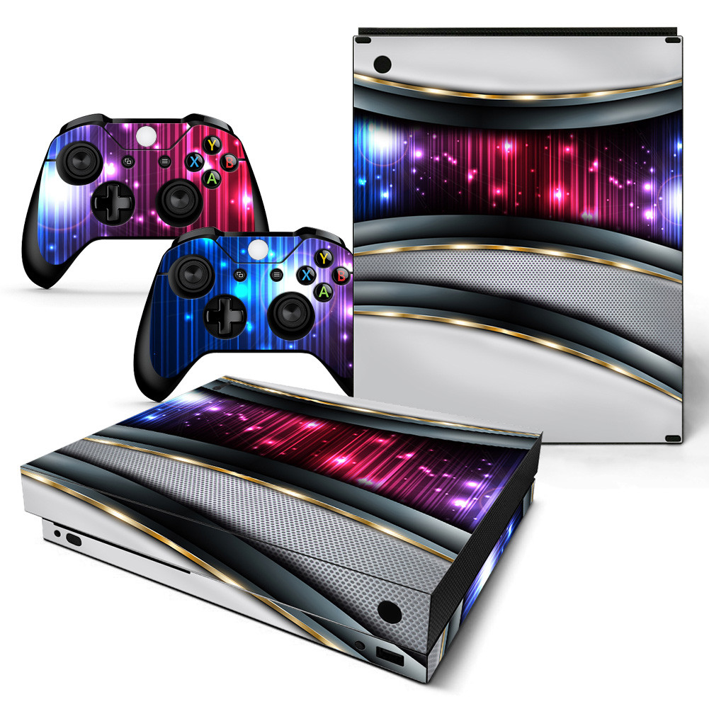 Xbox One X Console Skin Decal Sticker Silver Galaxy + 2 Controller ...