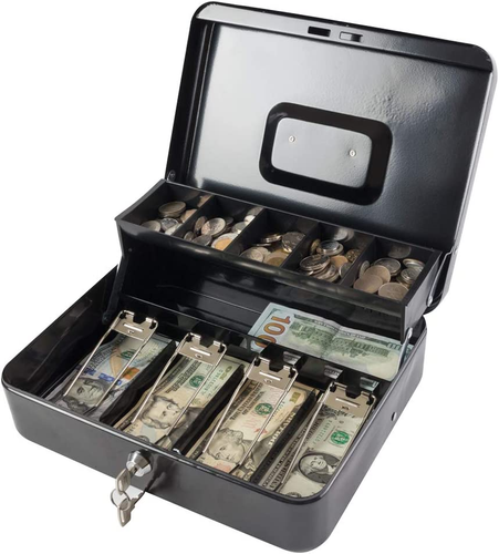 Locking Cash Box with Lock,Money Box with Cash Tray,Lock Safe Box with ...