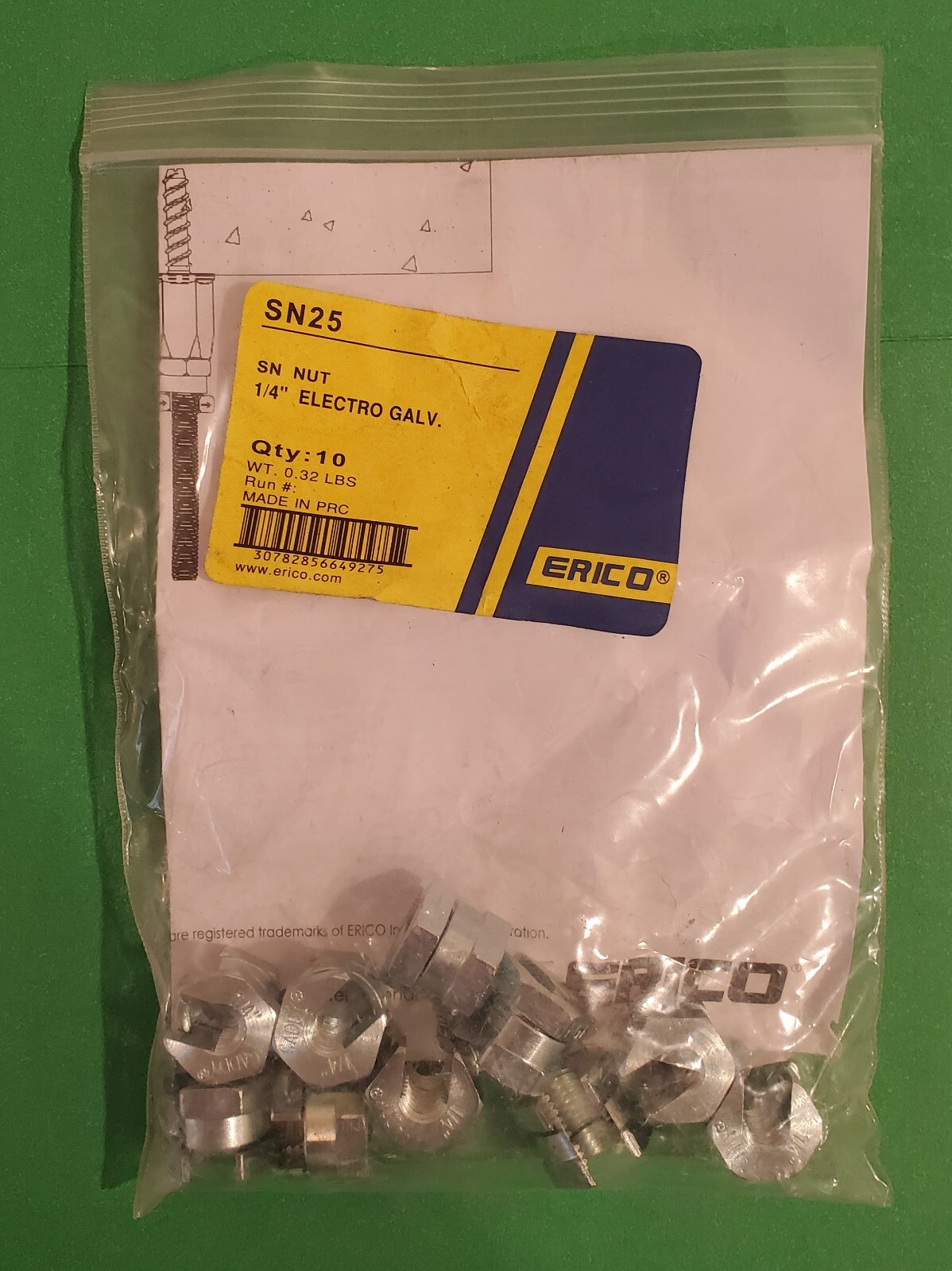 ERICO SN25 Split Nut 1/4" NEW Package of 10! | eBay