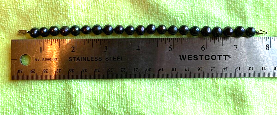 7 Inch Faux Black Pearl Bracelet, Fish Hook Clasp | eBay