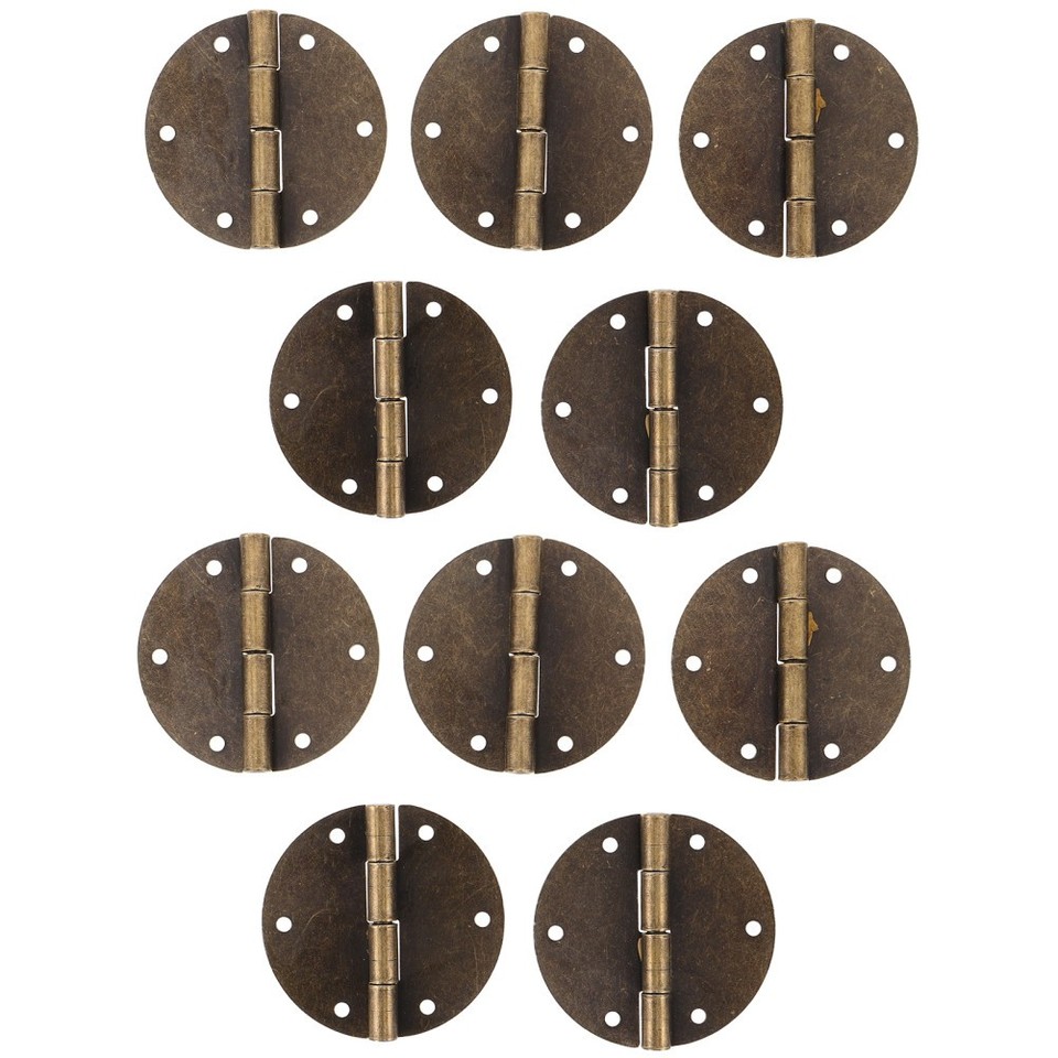 10pcs Small Door Hinges Antique Round Folding Hinges Furniture Hardware ...