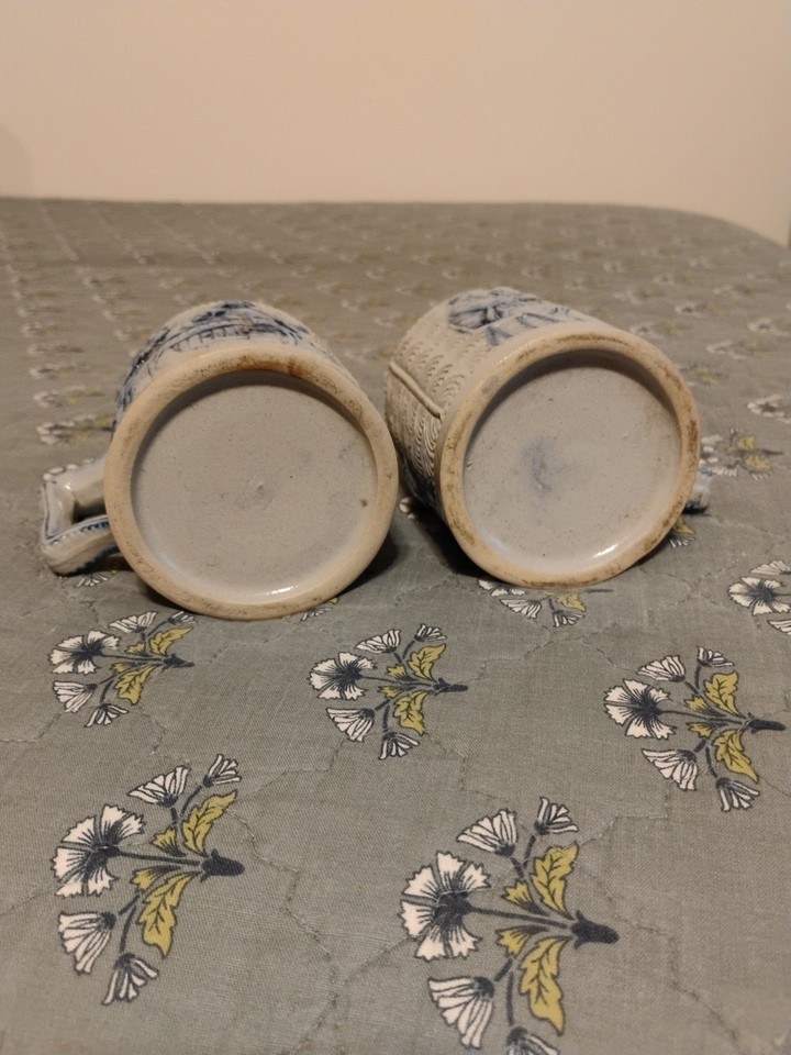 Pair Of WHITE'S UTICA POTTERY STONEWARE STEINS, Salt Glaze, 1901 Pan Am ...
