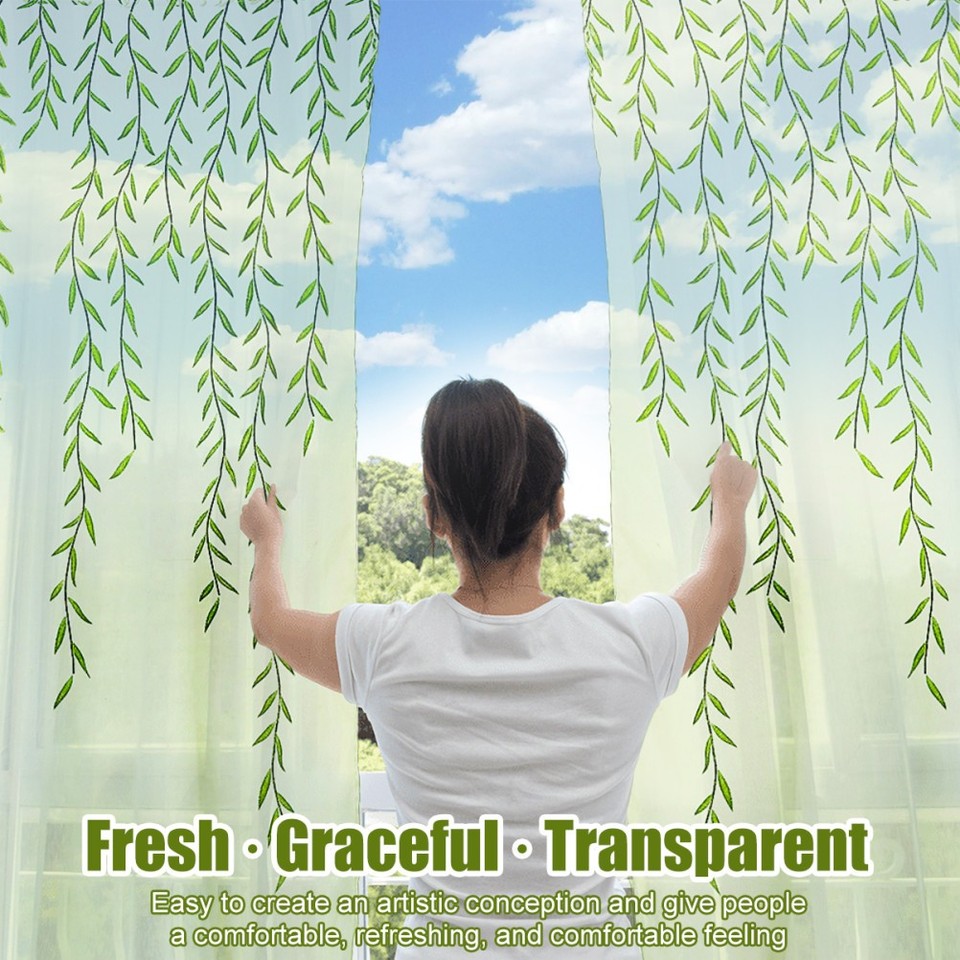 Wicker Curtains Leaf Pattern Sheer Travel Modern Living Room for ...