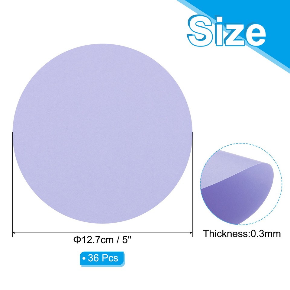 5inch Circle Card Stock, 36Pcs Cutouts Paper Thick Coaster Light Purple ...