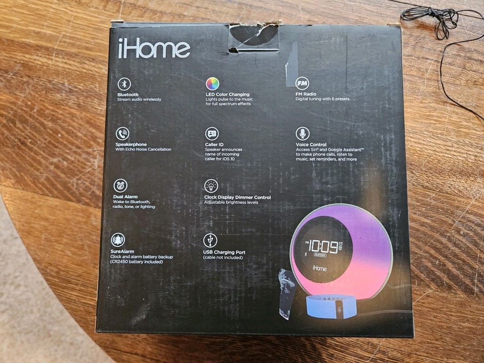 iHome Bluetooth Color Changing Dual Alarm Clock FM Radio with USB ...