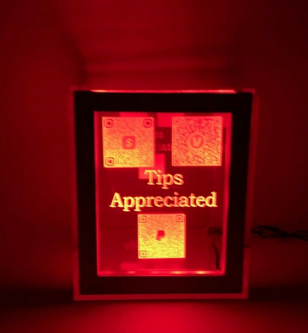 Personalized Tip Box Lights Up LED Custom Logo Jar Scan Your Own Codes ...