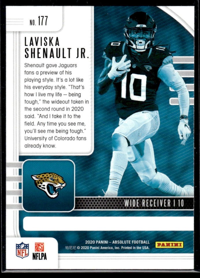 2020 Absolute Yellow Rookie ##177 Laviska Shenault 2000 Rookie Ticket ...