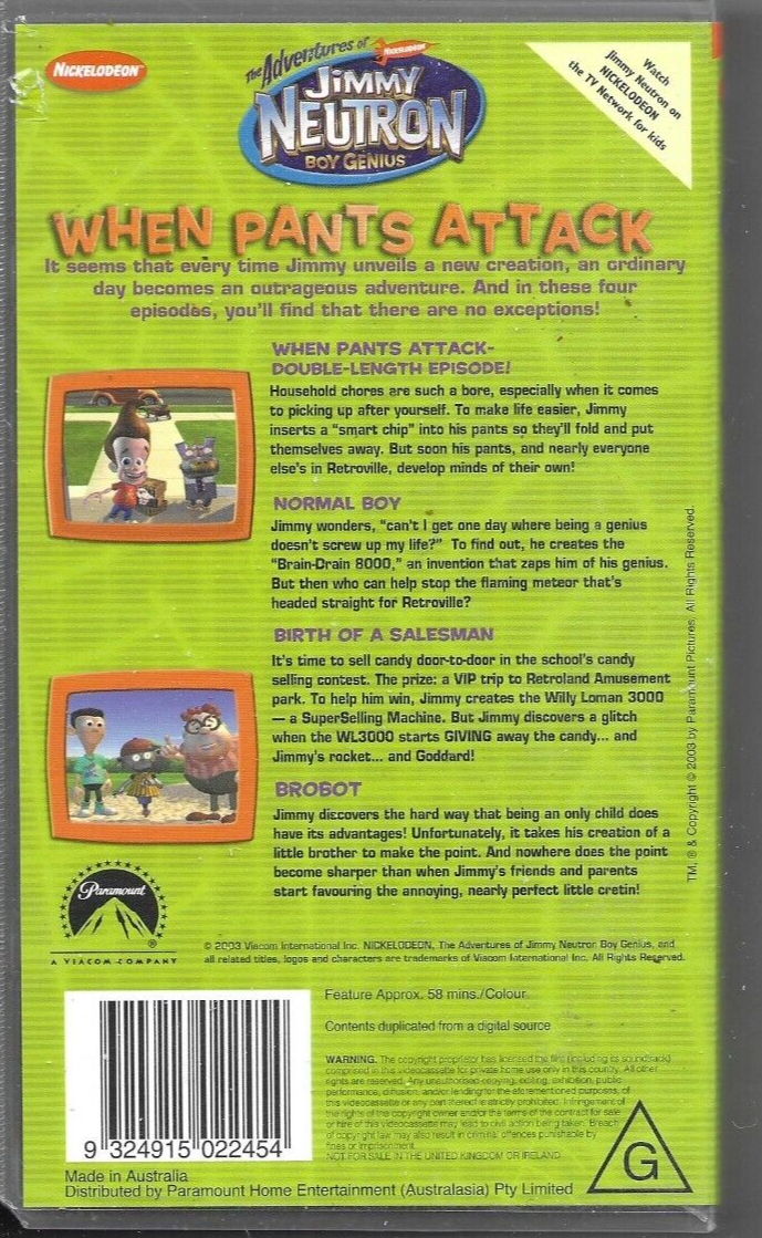 Jimmy Neutron When Pants Attack Vhs
