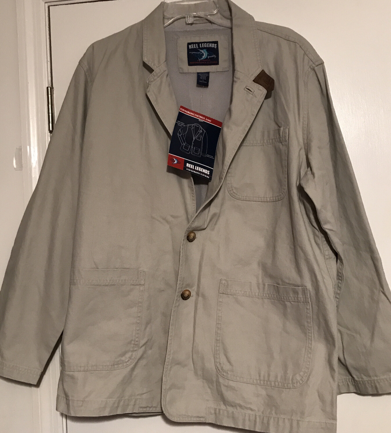 NWT REEL LEGENDS Men's Large Jacket in Beige Authentic Performance ...