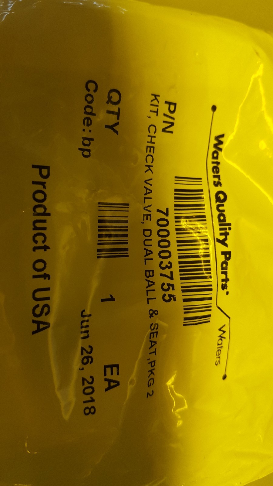 Waters Kit Check Valve Dual Ball and Seat P/n 700003755 for sale online ...